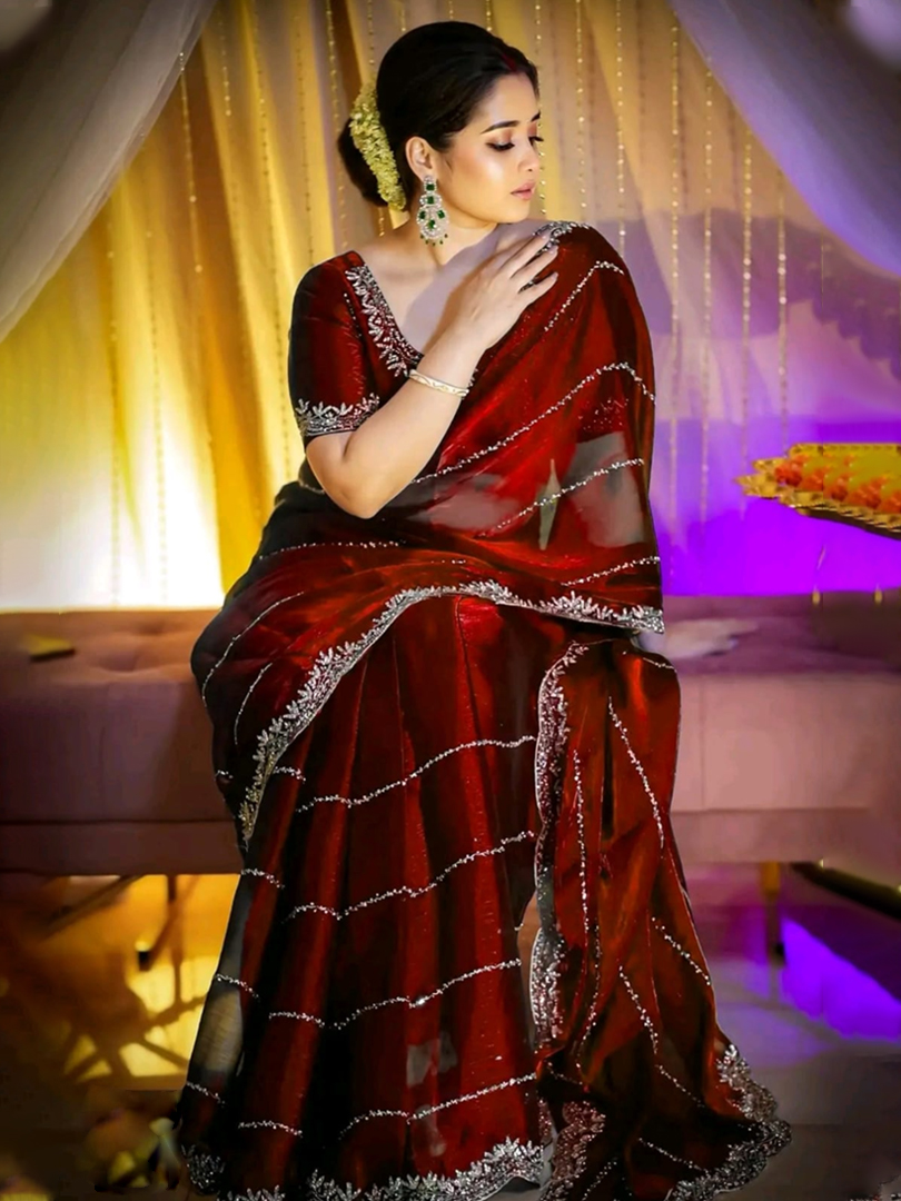 Jimmy choo silk & amp diamond work saree – Sumaiya Fashion BD